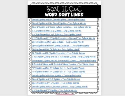 Sort It Out - 6 Syllable Types - Digital and Print by Melina's Classroom