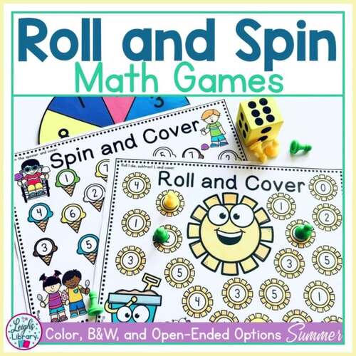 Summer Roll and Spin Math Games for Addition, Subtraction, and Number ...