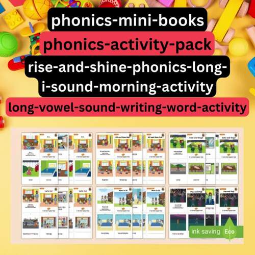 Phonics mini books|Phonics activity pack|Long vowel sound writing word ...