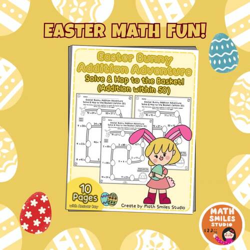 Easter Bunny Addition Adventure | Solve & Hop to the Basket! Within 50 ...