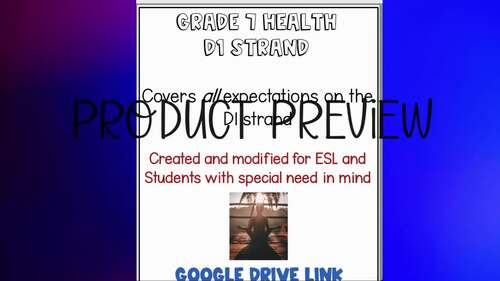 Grade 7 Ontario Health ALL D1 Expectations for Special Education and ESL