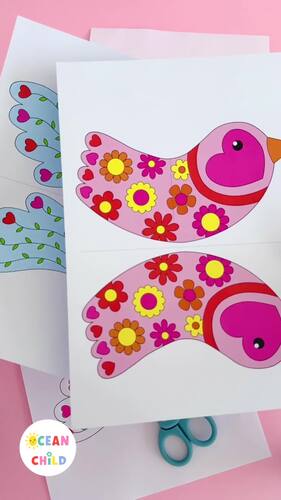 Valentine’s Day Lovebird Printable Gift Mothers Day DIY Mobile Bird ...