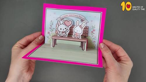 Bunnies Sitting in the Park Valentine’s Day Card by 10 Minutes of ...