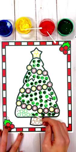 Christmas Crafts Q Tip Painting Fine Motor Activity by Preschool Packets