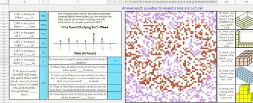 Digital Math Pixel Art Mystery Picture 5th Grade Measurement Review ...