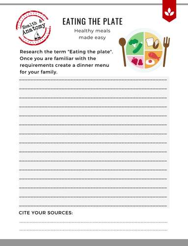 Health and Anatomy Internet Research Worksheets for Middle and High School