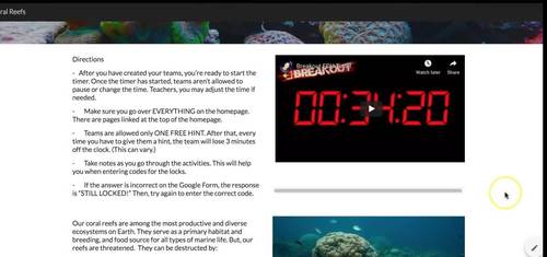 CORAL REEFS | SCIENCE 360 VIEW | Digital Escape Room by Sweet Integrations