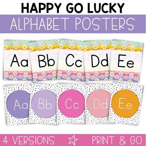 Alphabet Posters / Retro Alphabet Posters / Happy Go Lucky | TPT