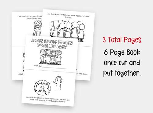 Jesus Heals 10 Men with Leprosy Bible Mini Book Craft Activity for ...