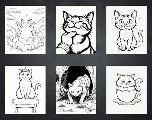 Cat Moments: Feline Fun and Whiskered Adventures Coloring Book | TPT