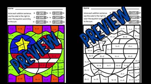 Veterans' Day Color by Code Addition within 20 by Tales from the ...