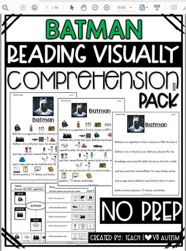 Super Heroes Reading Comprehension with Visuals for Special Education