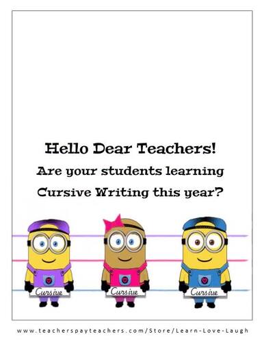 Minion CURSIVE Posters | Alphabet Posters | Cursive Alphabet | Back To ...