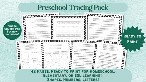 Tracing Pack: Shapes, Numbers 1-20, ABCs, Binder Covers - Ready to ...