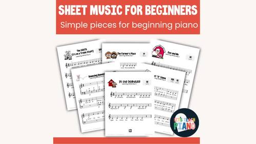 Easy Piano Sheet Music for Beginners Animals on the Farm | TPT