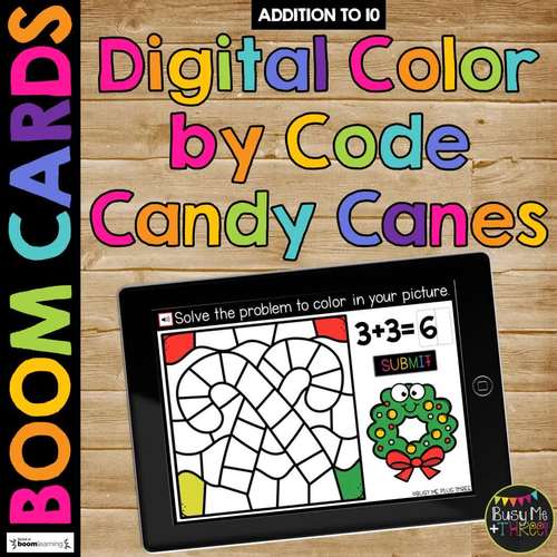 Christmas Boom Cards™ Digital Color by Code CANDY CANE Distance Learning