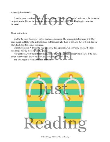 Summer Fun Board Game by More Than Just Reading | TPT