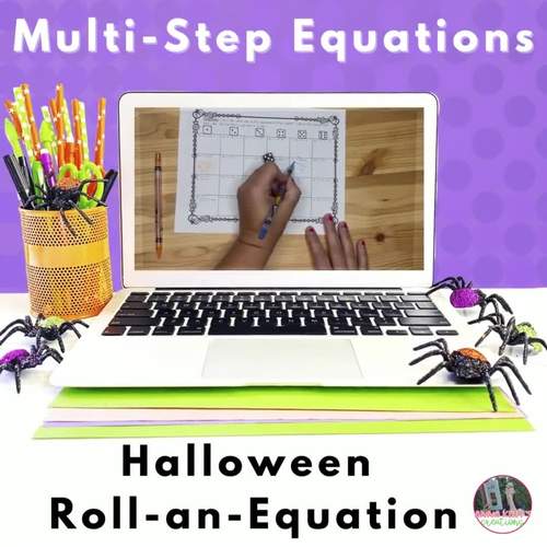 Halloween Algebra Multi-Step Equation, Simplify, Distributive Practice Game