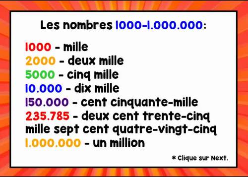 FRENCH NUMBERS 1000-1,000,000 BOOM CARDS Les nombres French Task Cards