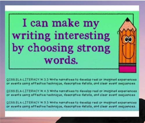 Narrative Writing Practice Action Verbs Noun Elaboration ELA 5th Grade ...