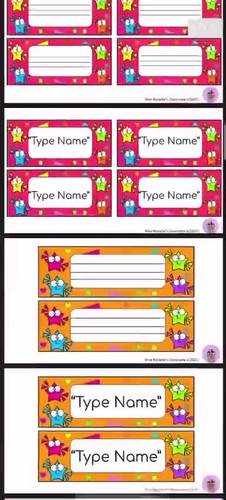 Colorful Star Name Tags and Locker Plates- Back to School Classroom Decor