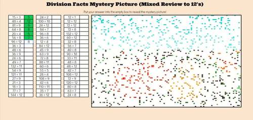 Digital Mystery Picture | Division Facts to 12's | Fall & Thanksgiving