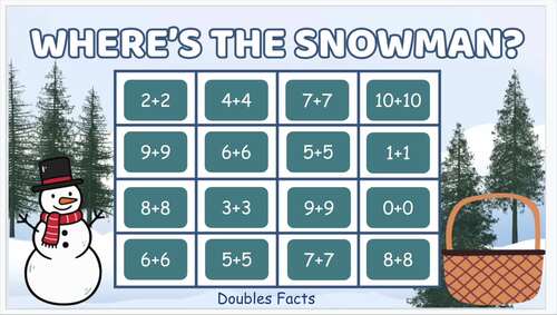 Find the Snowman! | Math Facts to 10 & 20 | Digital Math Game (Google ...