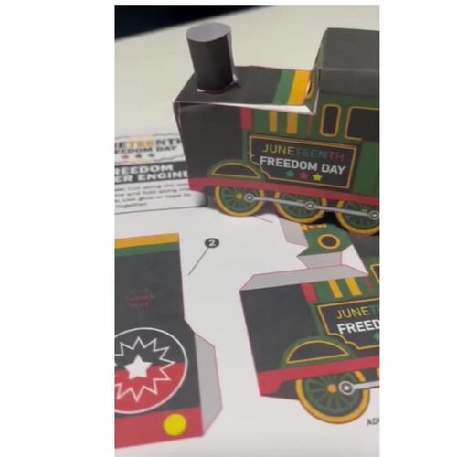 Juneteenth Train Paper Craft Template | Freedom Day Printable 2D Toy Model