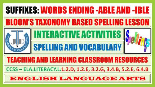 SUFFIXES - WORDS ENDING -ABLE AND -IBLE: 17 WORKSHEETS WITH ANSWERS