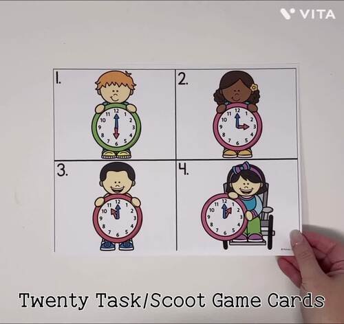 Telling Time to the Hour Scoot Game Task Cards Math Write the Room ...