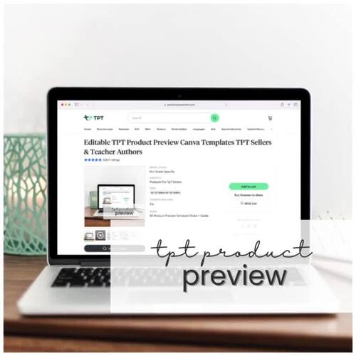 Editable TPT Product Preview Canva Templates TPT Sellers & Teacher Authors