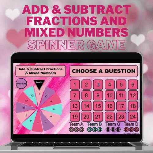 Valentine’s Day Adding and Subtracting Fractions and Mixed Numbers ...