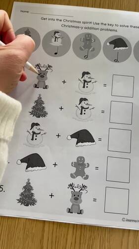 Christmas Music Math Worksheets: Basic Music Addition (Elementary Music)