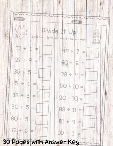 Division Practice Worksheets | Divide Facts 1–12 | Summer Math Review
