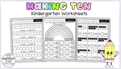 Making 10 Kindergarten Math Worksheets | Friends of 10 | TPT