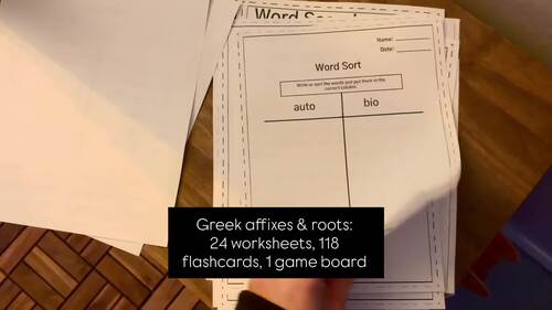 Greek Affixes and Roots Worksheets & Game Decoding, Vocabulary ...