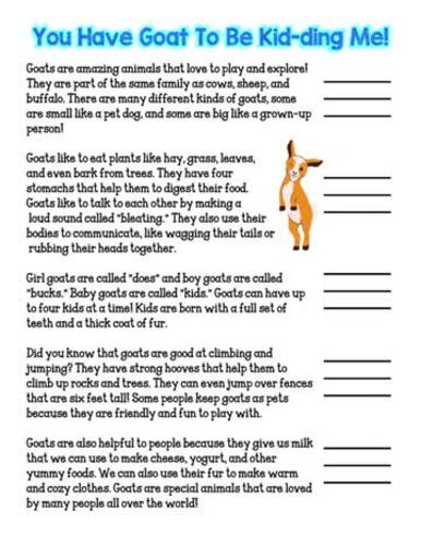 Goat Informational Text With Short Response Close Reading Writing ...