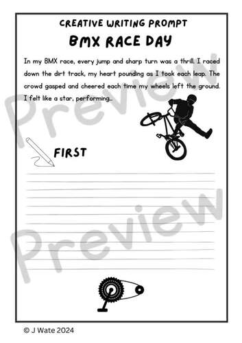 Cycling Sports Creative Writing Prompts Worksheets & Sport Themed ...