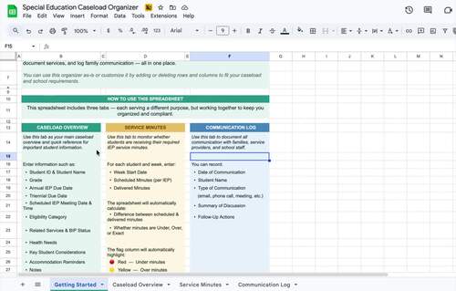 Special Education Caseload Organizer by Just.Ed by Lindsay Crawford