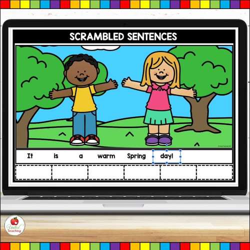 Sentence Building Spring (Google Slides™ and Worksheets) by United Teaching