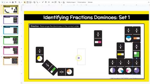 Math Games: Math Dominoes - Identifying Fractions (Digital & Printable)