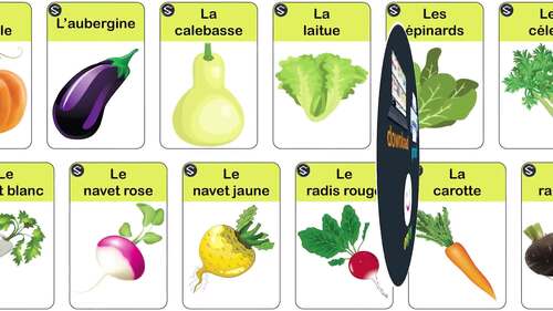 FRENCH Vegetables Vocabulary list Montessori flashcards | Les Légumes ...