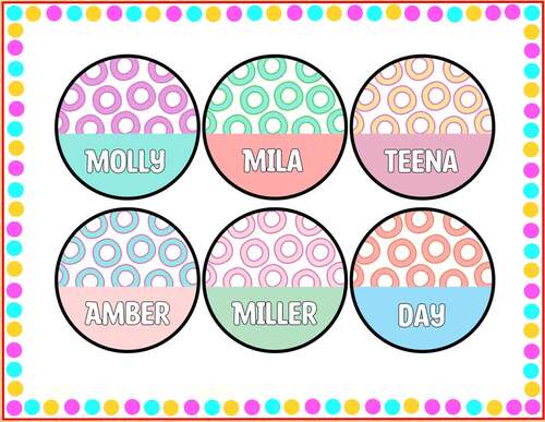 Round Student Name Tags for Elementary Kids, Cubby Labels, Name Plates