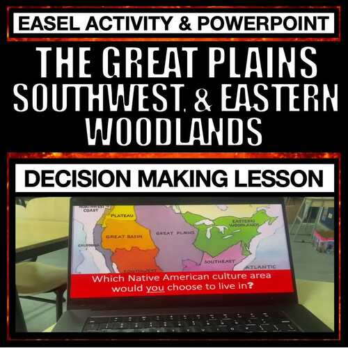 Native American Culture Areas: Plains, Southwest & Woodlands | PPT + Easel