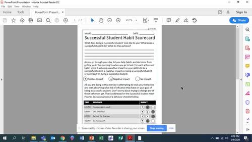 Successful Student Habit and Behavior Building | Habit Scorecard by FI ...