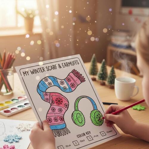 10 Winter Clothes Coloring Pages & Sheets color by Number Code, colour ...