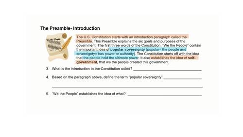 Seven Articles of the Constitution Reading Packet | TPT