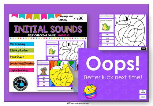 Sight Word game for Digital Learning- Google slides - INITIAL SOUNDS Game 3