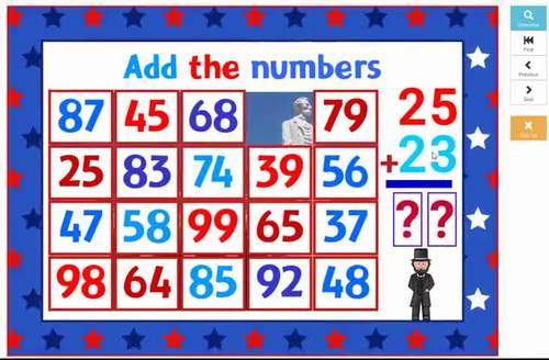 Presidents Day Math 2 Digit Addition without Regrouping Mystery Picture ...