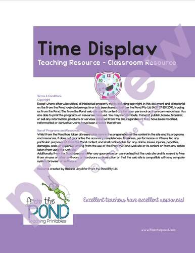 Telling Time Interactive Display and Poster with Craft by From the Pond